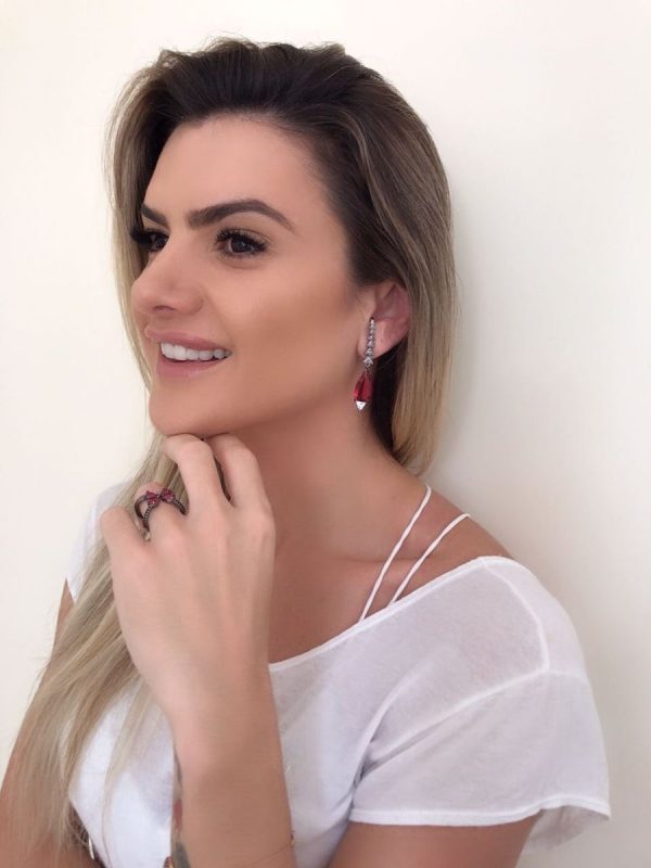 Brinco Cascata Rodio Negro E Rubi Signature Collection - Waufen