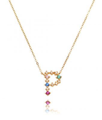 Colar Com a Letra P Colorida Em Prata 925 Banho Ouro - Waufen