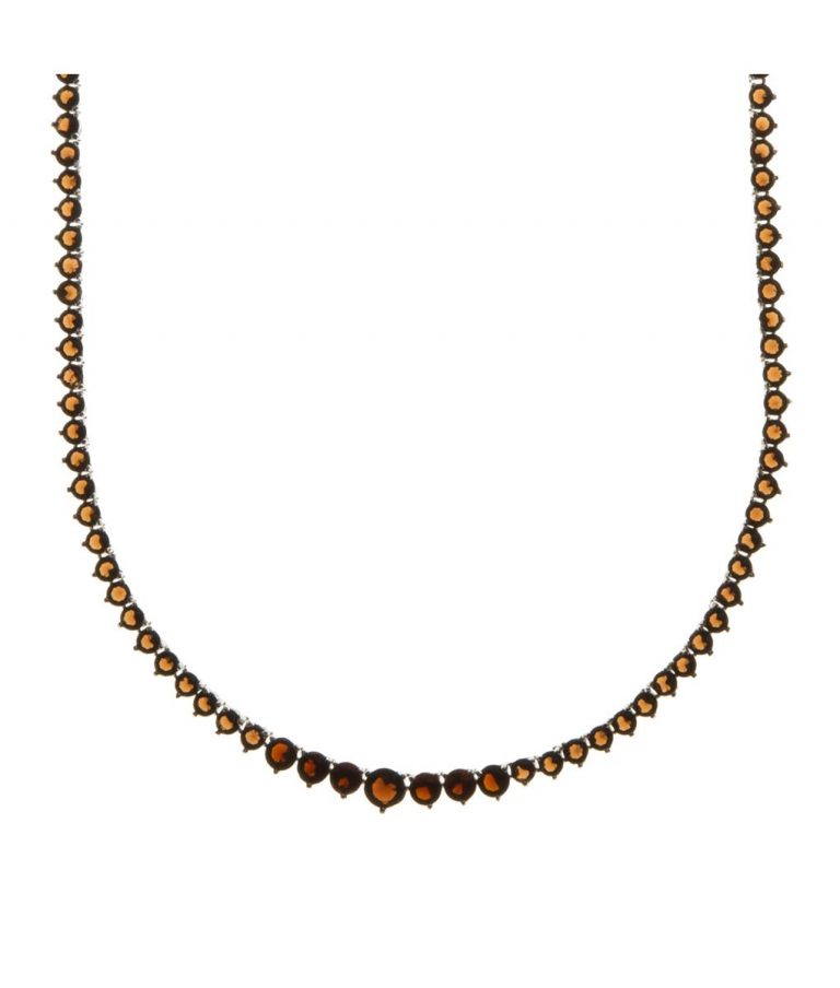 Colar Riviera Curto Semijoia Zirconia Chocolate Rodio Branco - Waufen